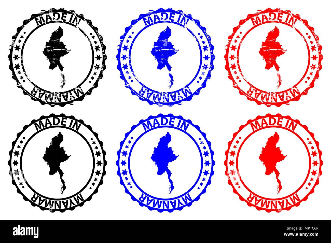 Made in Myanmar - rubber stamp - vector, Republic of the Union of ...