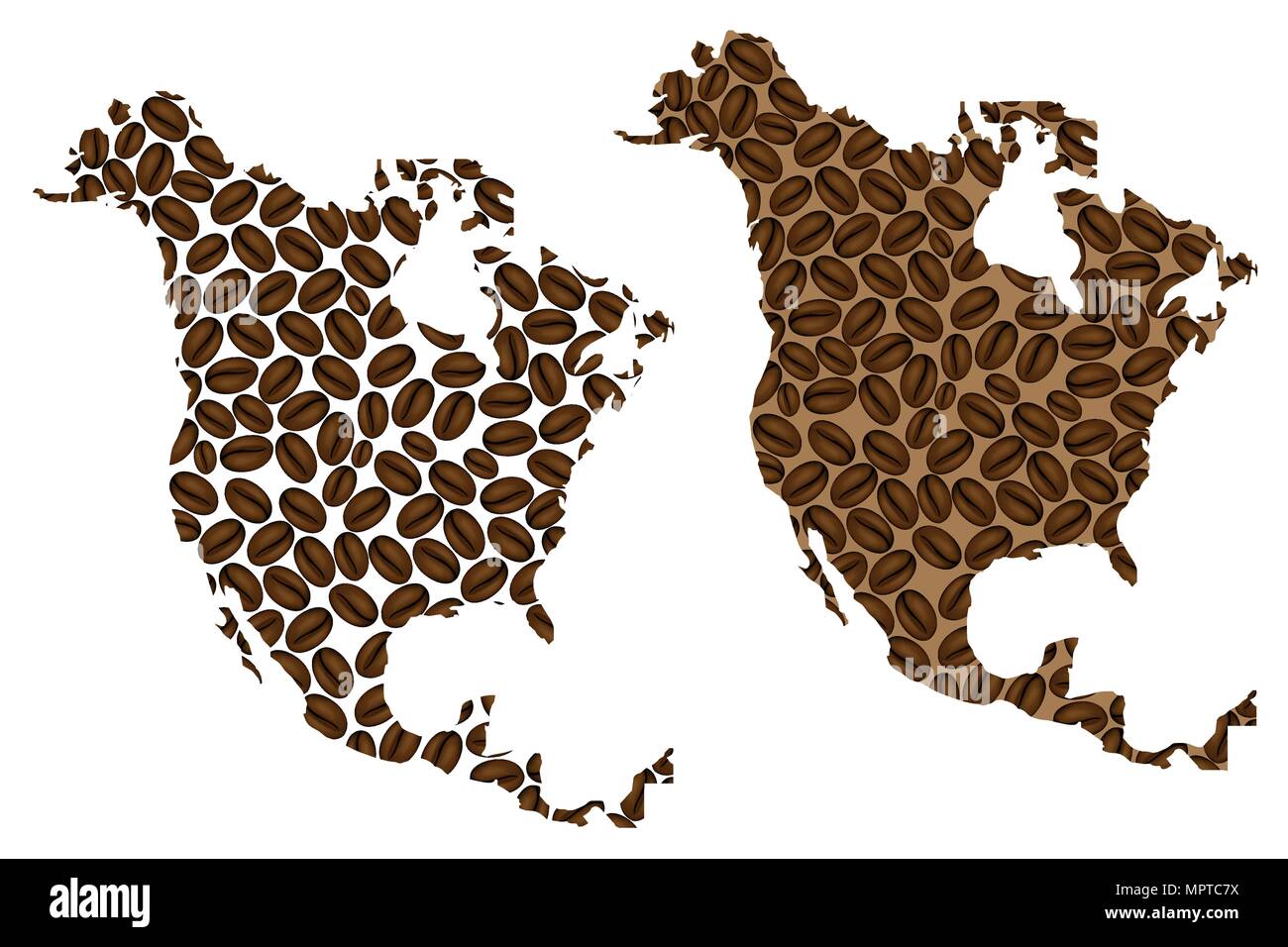 North America - map of coffee bean, North America map made of coffee ...