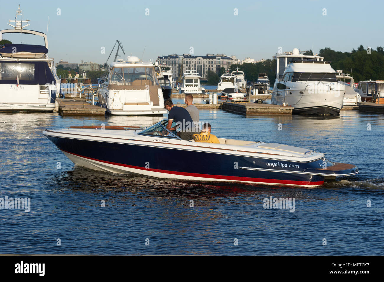 Motor boat on water Stock Photo - Alamy