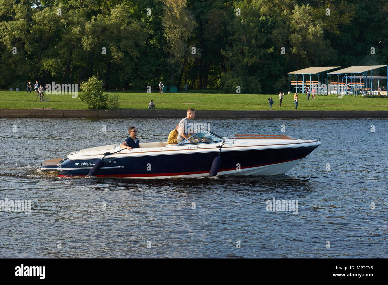 Motor boat on water Stock Photo - Alamy