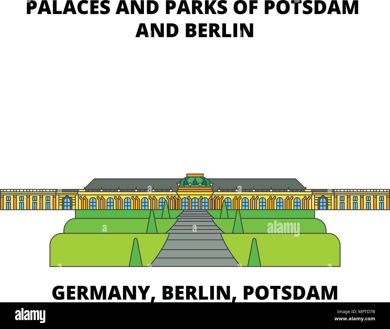 Germany, Berlin, Potsdam, Palaces And Parks line icon concept. Germany ...