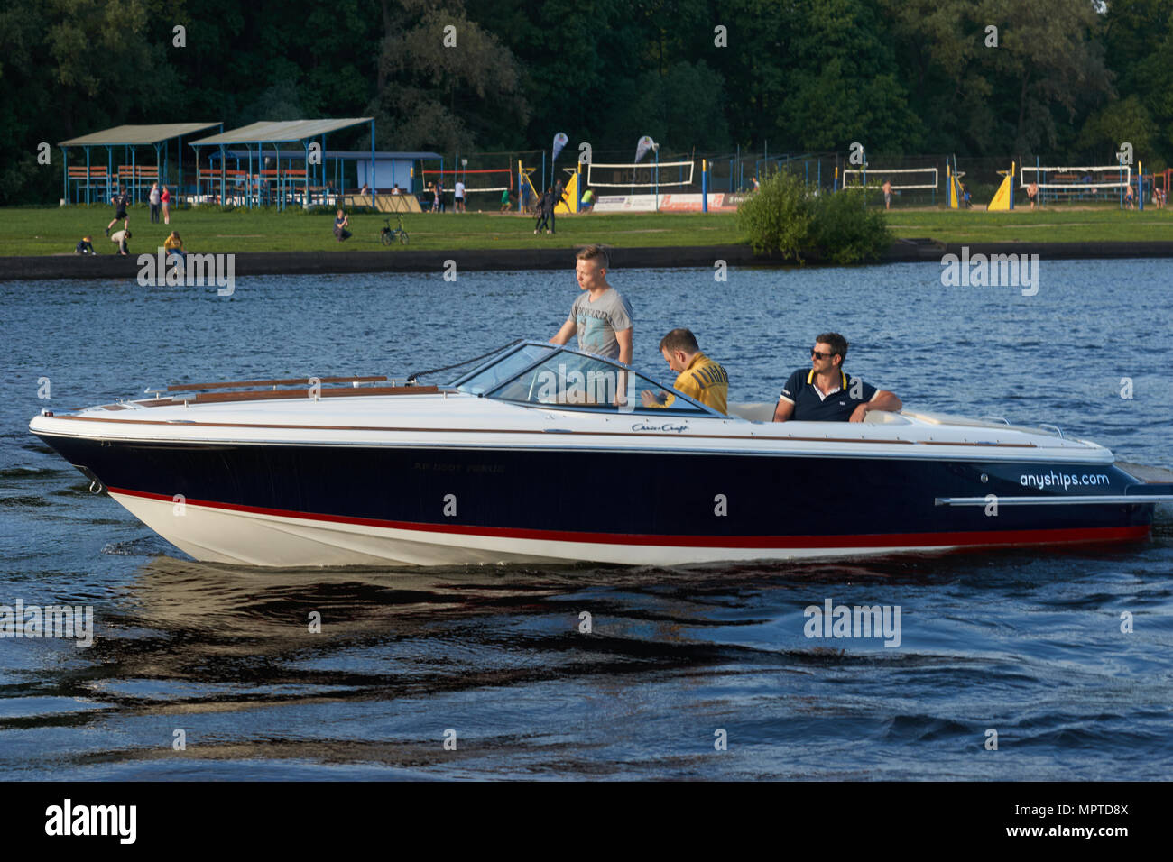 Motor boat on water Stock Photo - Alamy