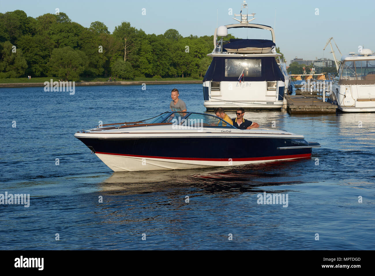 Motor boat on water Stock Photo - Alamy