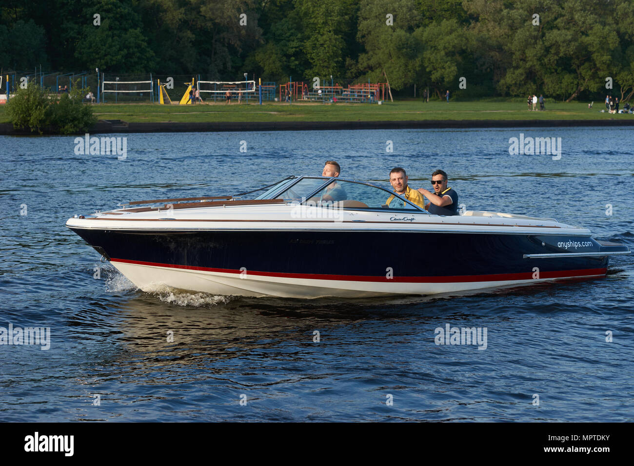 Motor boat on water Stock Photo - Alamy