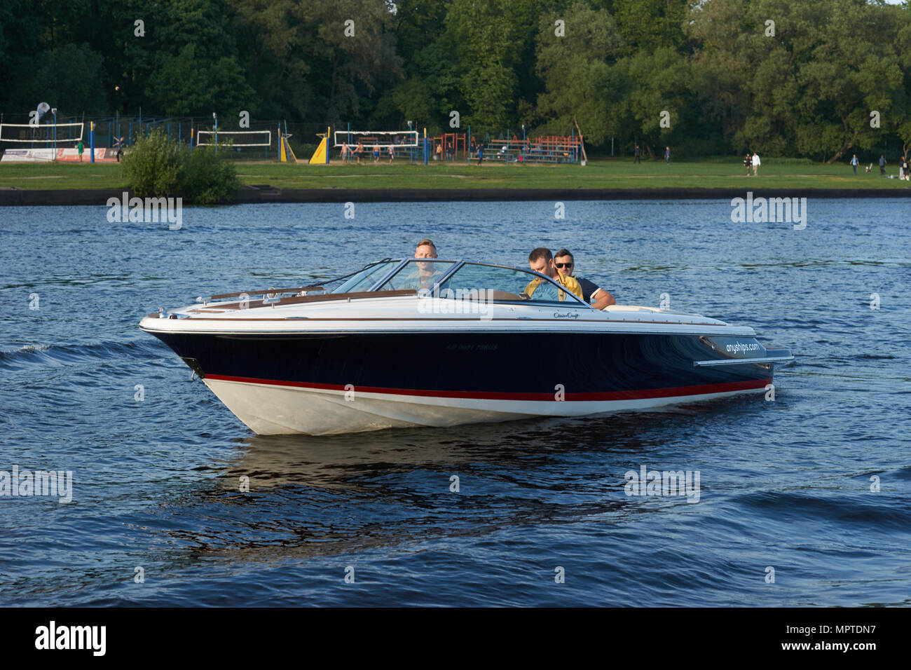 Motor boat on water Stock Photo - Alamy