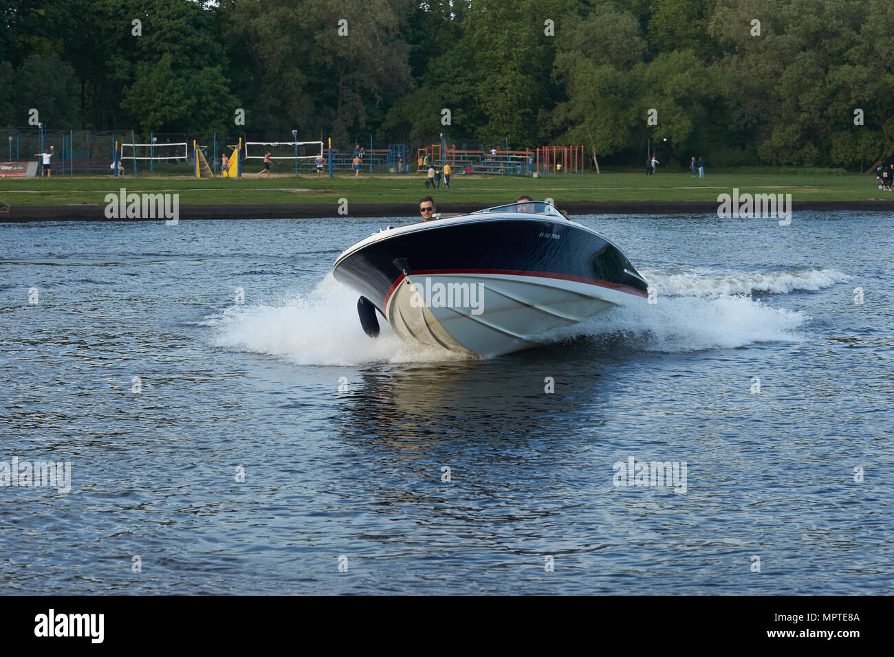 Motor boat on water Stock Photo - Alamy