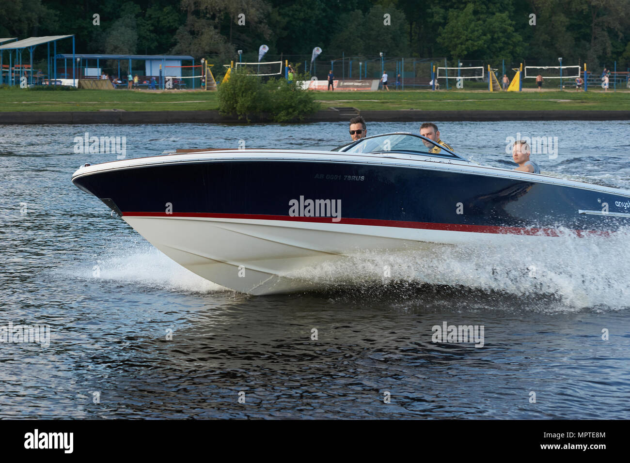 Motor boat on water Stock Photo - Alamy
