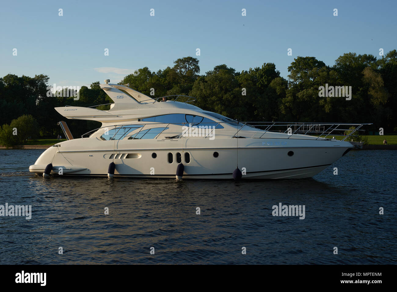 Motor boat on water Stock Photo - Alamy
