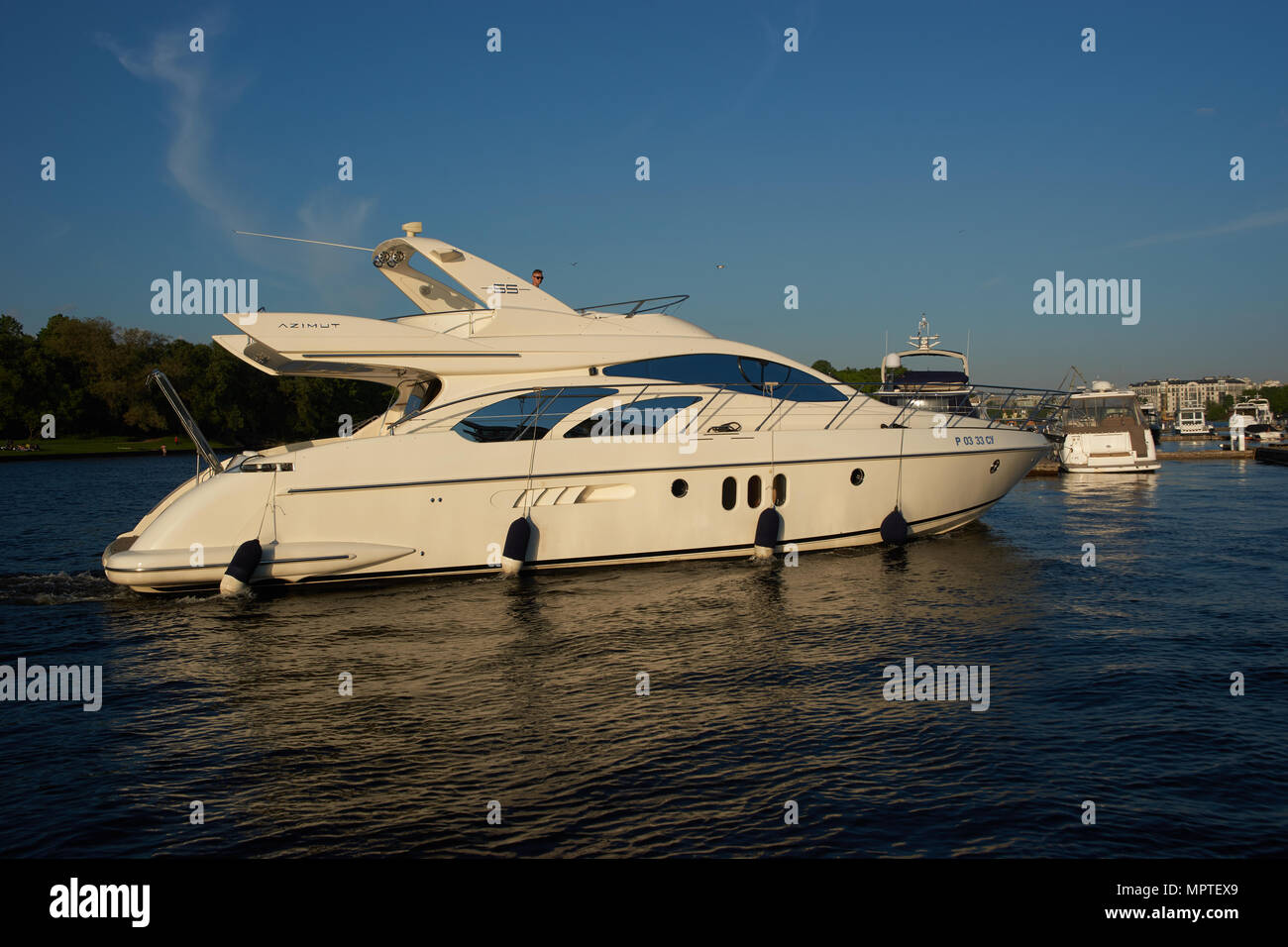 Motor boat on water Stock Photo - Alamy