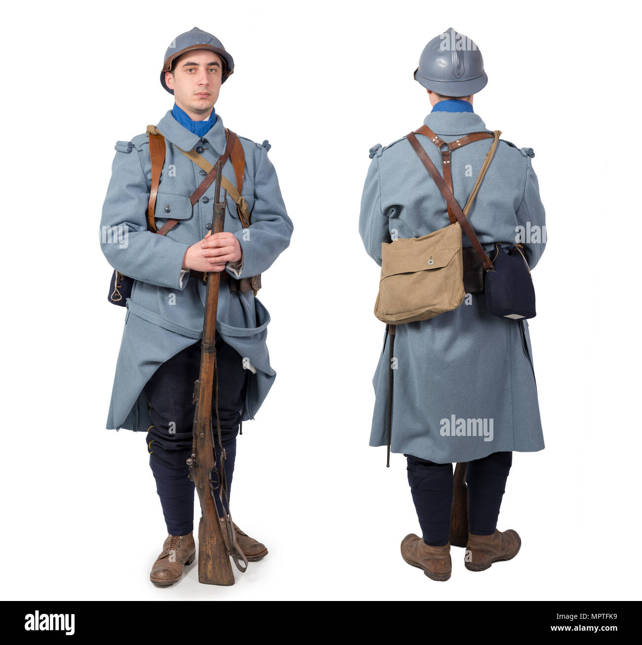 a French soldier 1914 1918, November 11th, front and back, on white ...