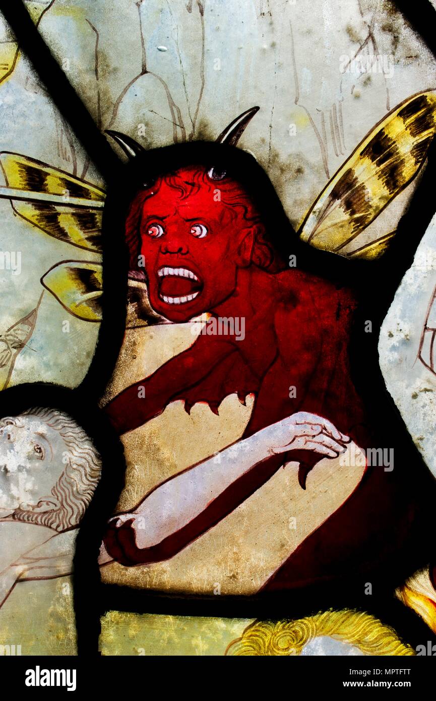 Devil, stained glass, Church of St Mary Magdalene, Rowington Close ...