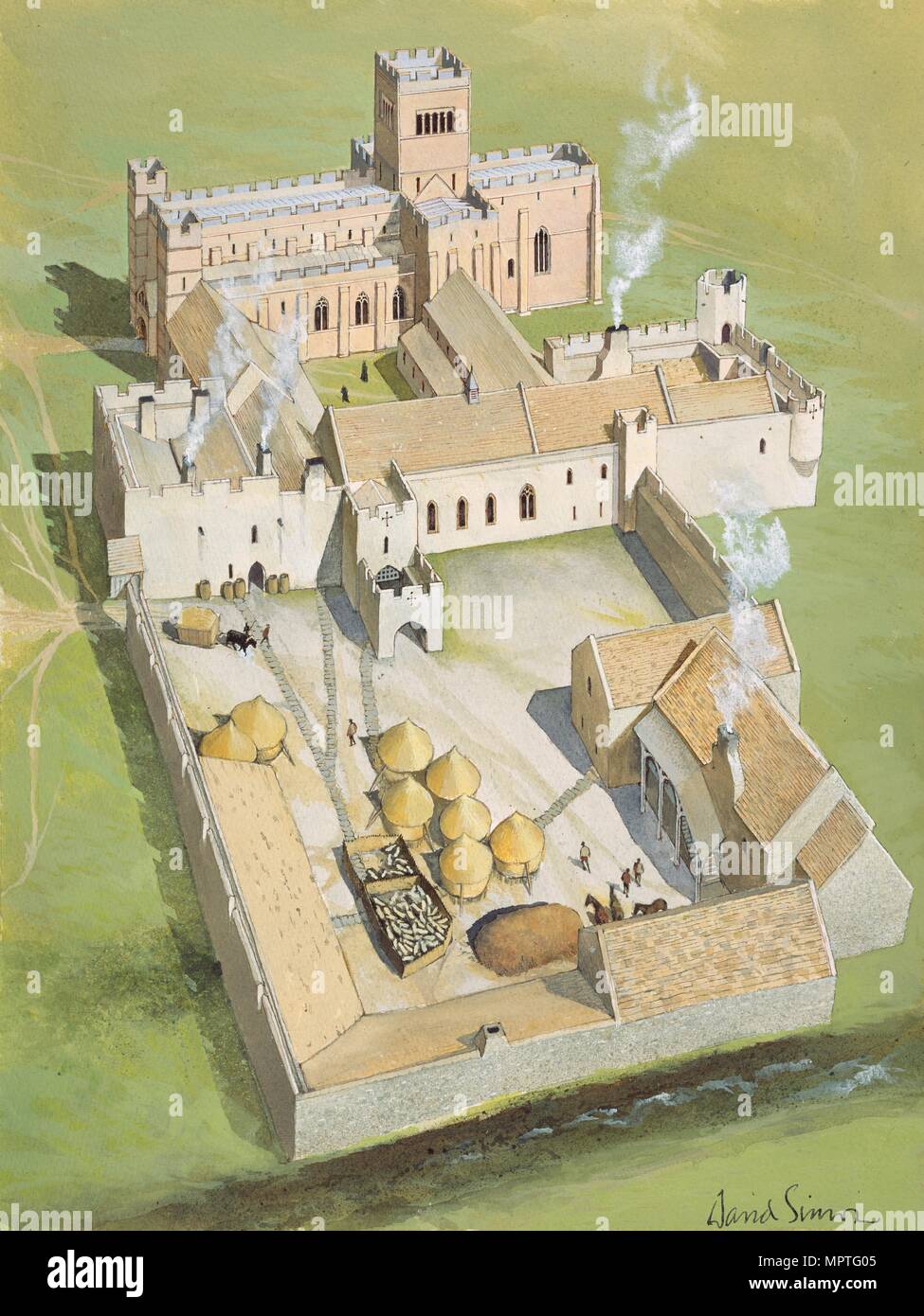 Lindisfarne Priory, Holy Island, Northumberland. Artist: David Simon ...