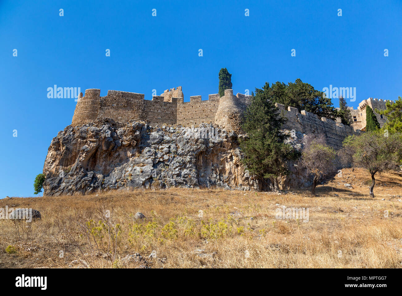 Medieval fortress and ancient Acropolis of Lindos on the island of ...