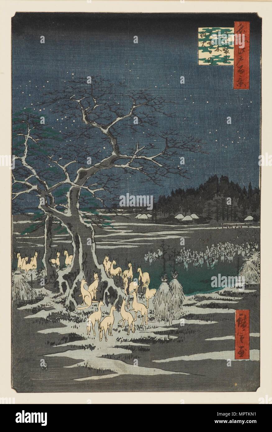 New Year's Eve Foxfires at the Changing Tree, Oji, 19th century. Artist ...