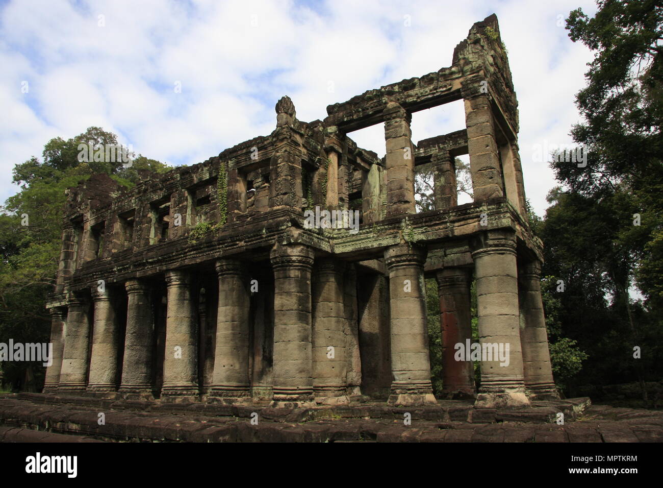Two storey temple building at Preah Khan, Angkor, Siem Reap, Cambodia ...