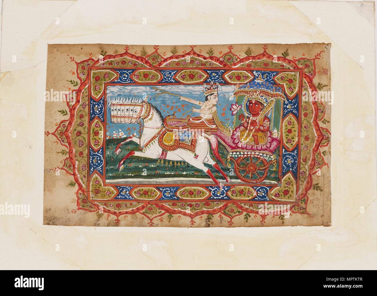 Surya, the Sun God, in a chariot drawn by seven horses, early 19th ...