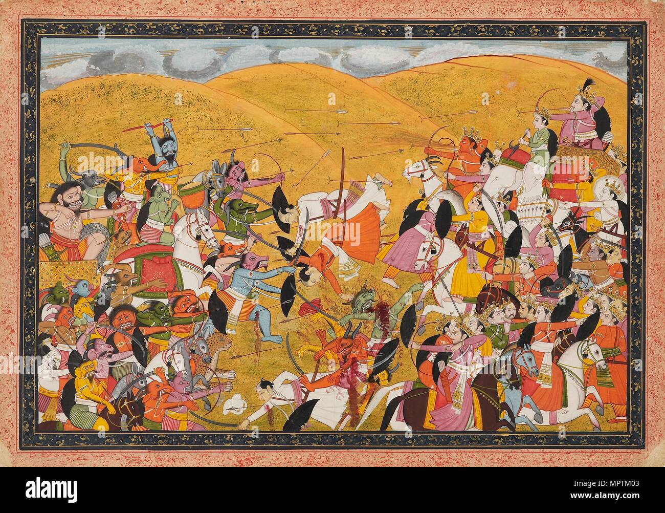 Battle scene between armies of devas and asuras, early 19th century ...