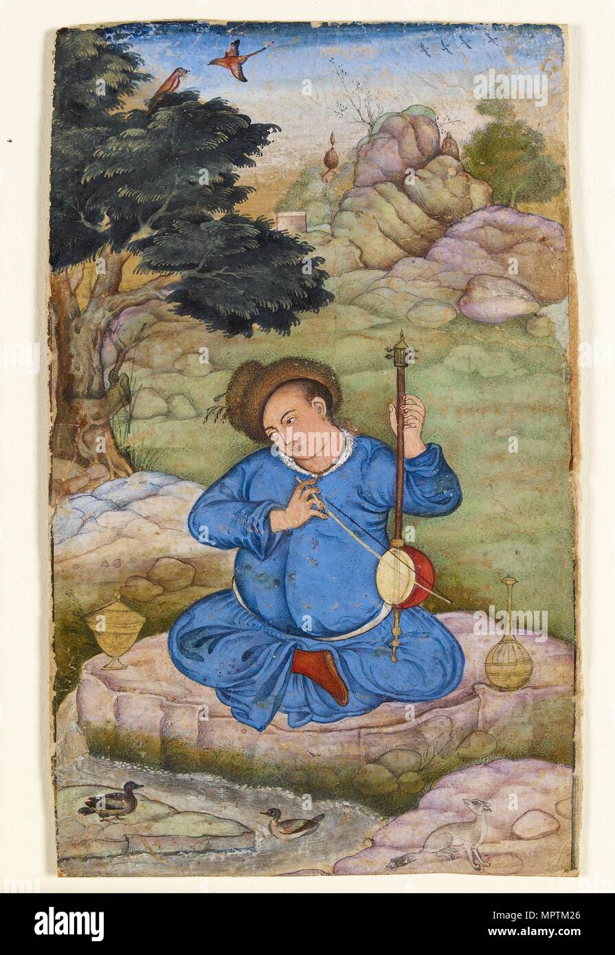 Musician in a landscape, 1575-1580. Artist: Basawan Stock Photo - Alamy