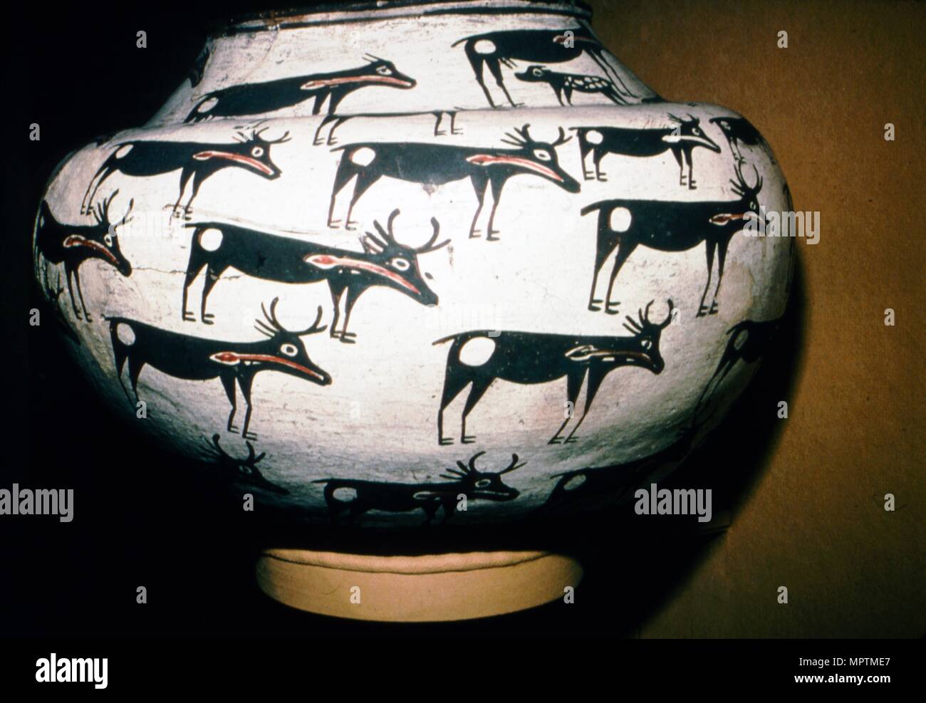 Pot Showing Deer, Zuni Tribe, Pueblo Indian. Artist: Unknown Stock ...