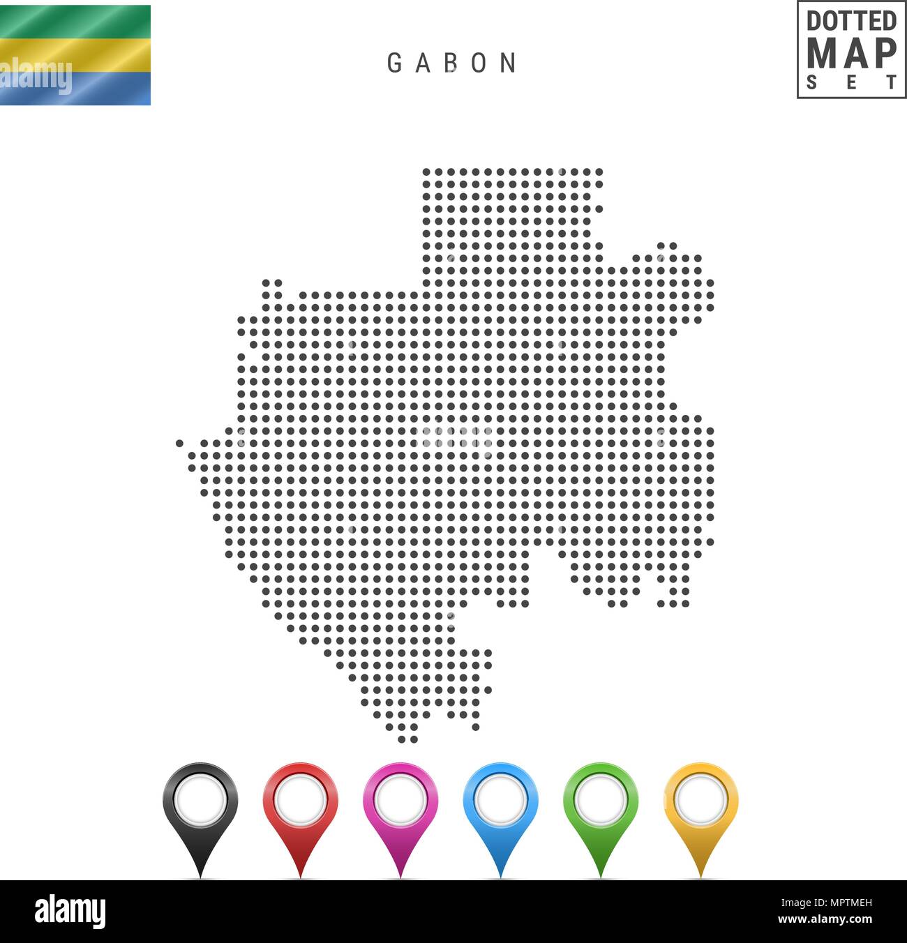 Vector Dotted Map of Gabon. Simple Silhouette of Gabon. The National ...