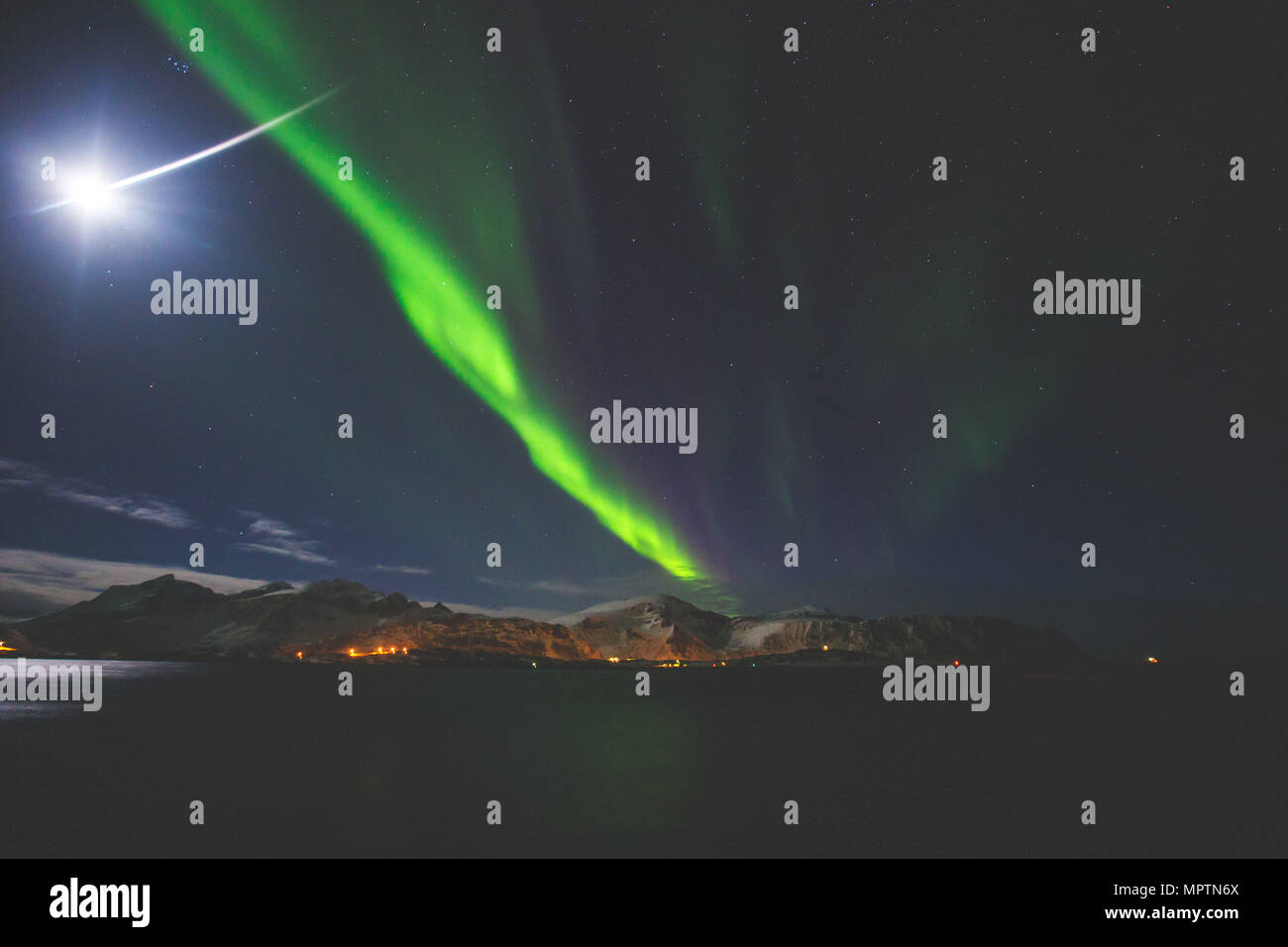Beautiful picture of massive multicolored green vibrant Aurora Borealis ...