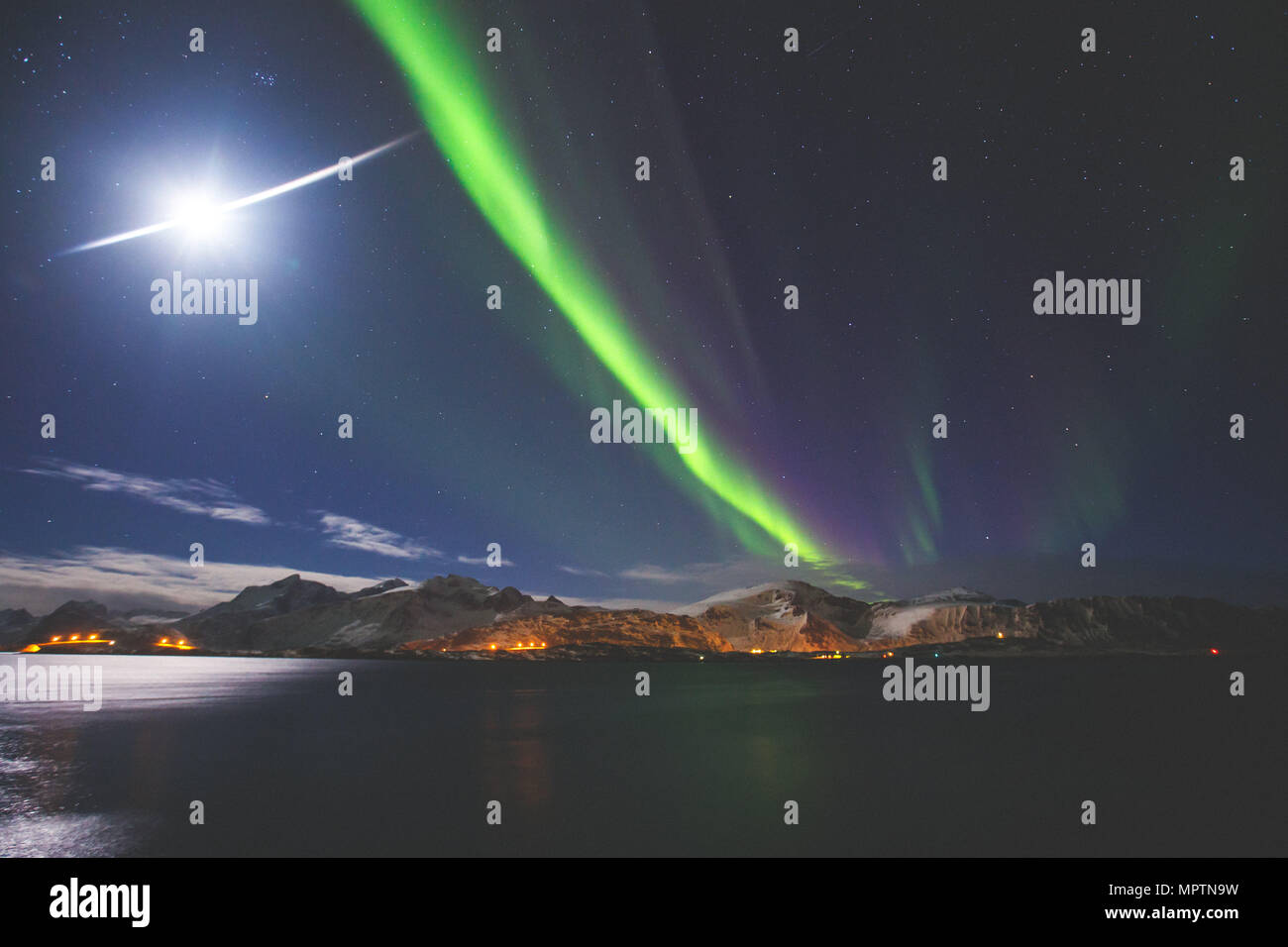Beautiful picture of massive multicolored green vibrant Aurora Borealis ...