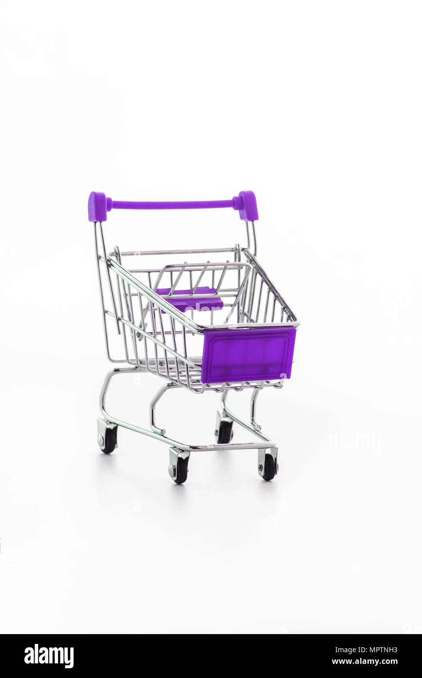 Close up of supermarket grocery push cart for shopping with black ...