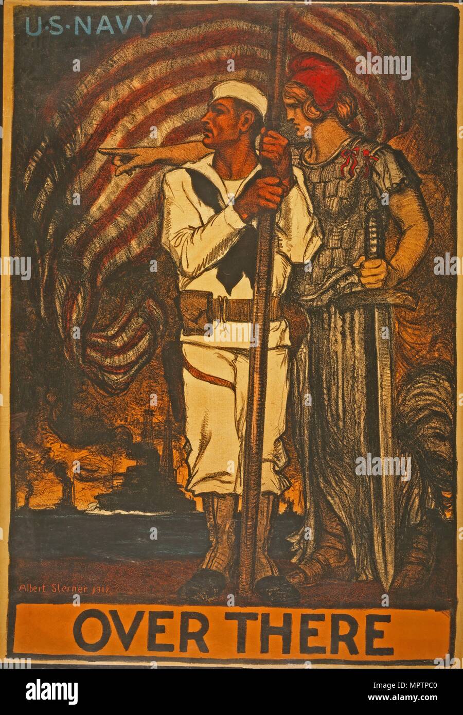 U.S. Navy Recruitment Poster Over There, 1917 Stock Photo - Alamy