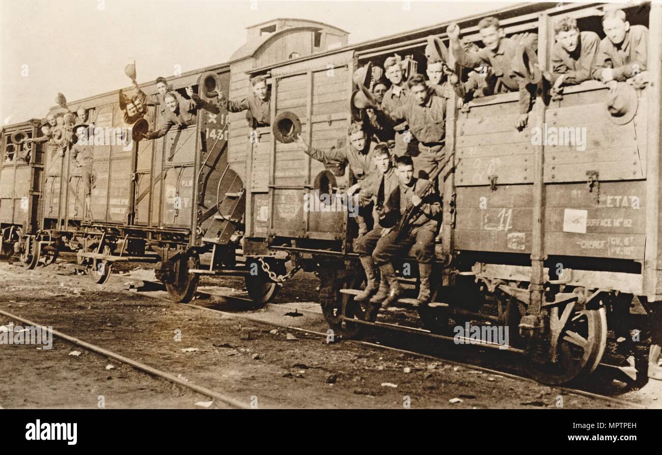 American troops on a train in France, c. 1917 Stock Photo - Alamy