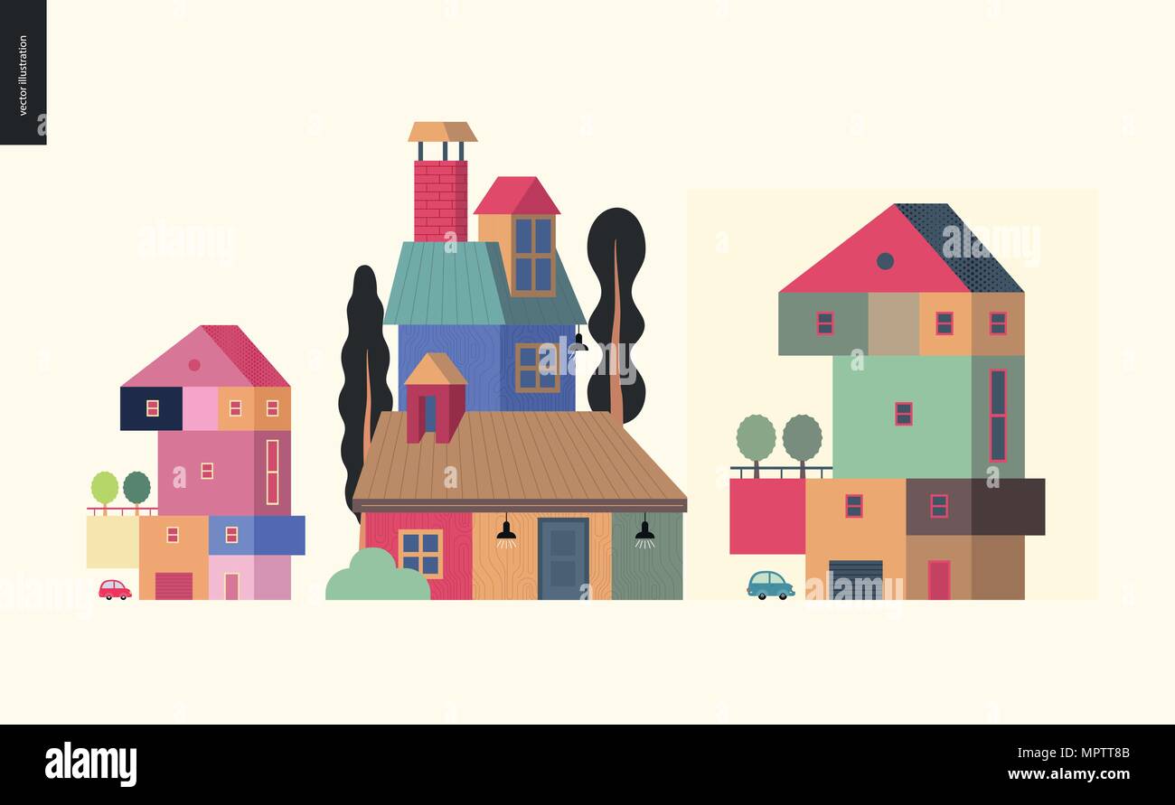 Simple Cartoon House With Garage