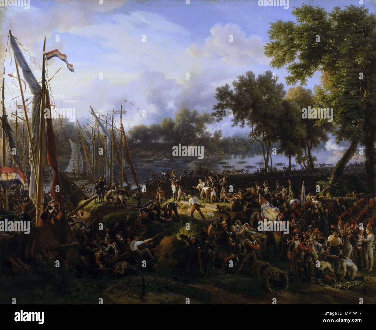 French Army Crossing the Rhine at Dusseldorf, September 6, 1795 Stock ...