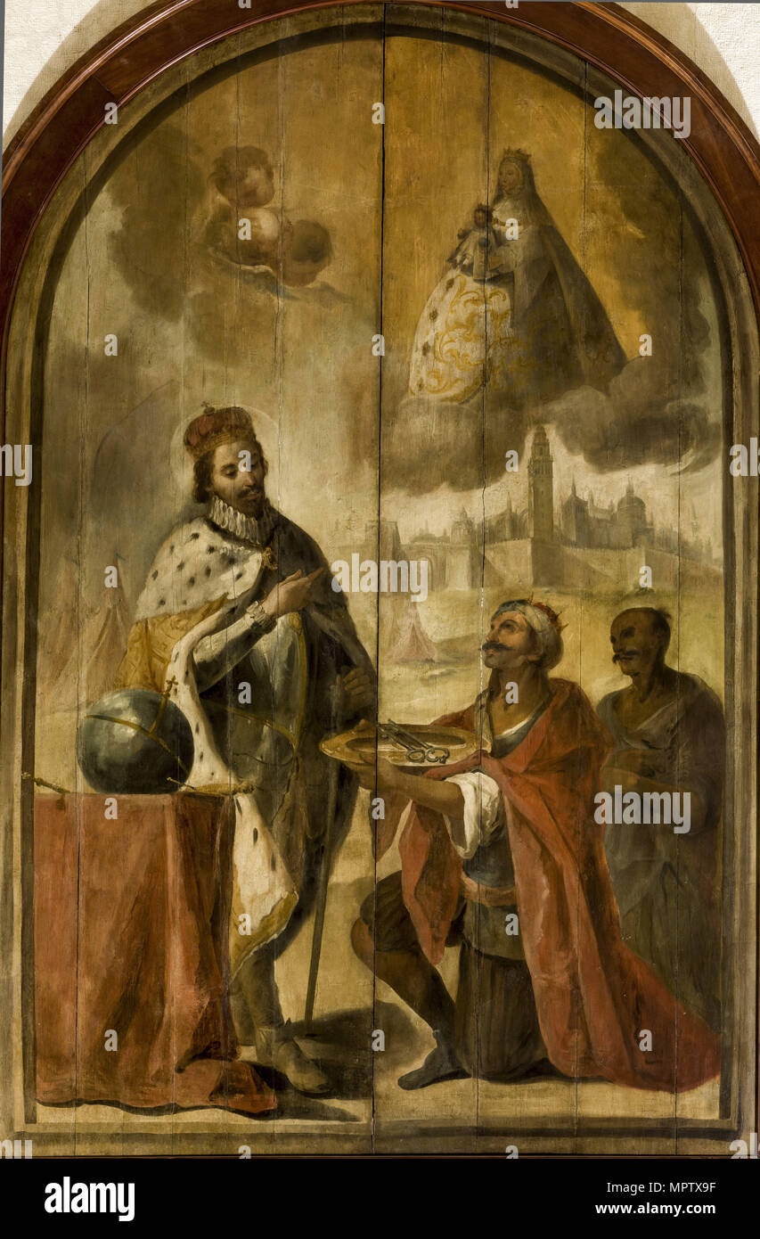 Moorish king Axataf handed the keys of the city to King Ferdinand Stock ...