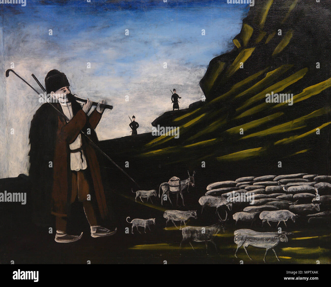 Herder with flock Stock Photo - Alamy