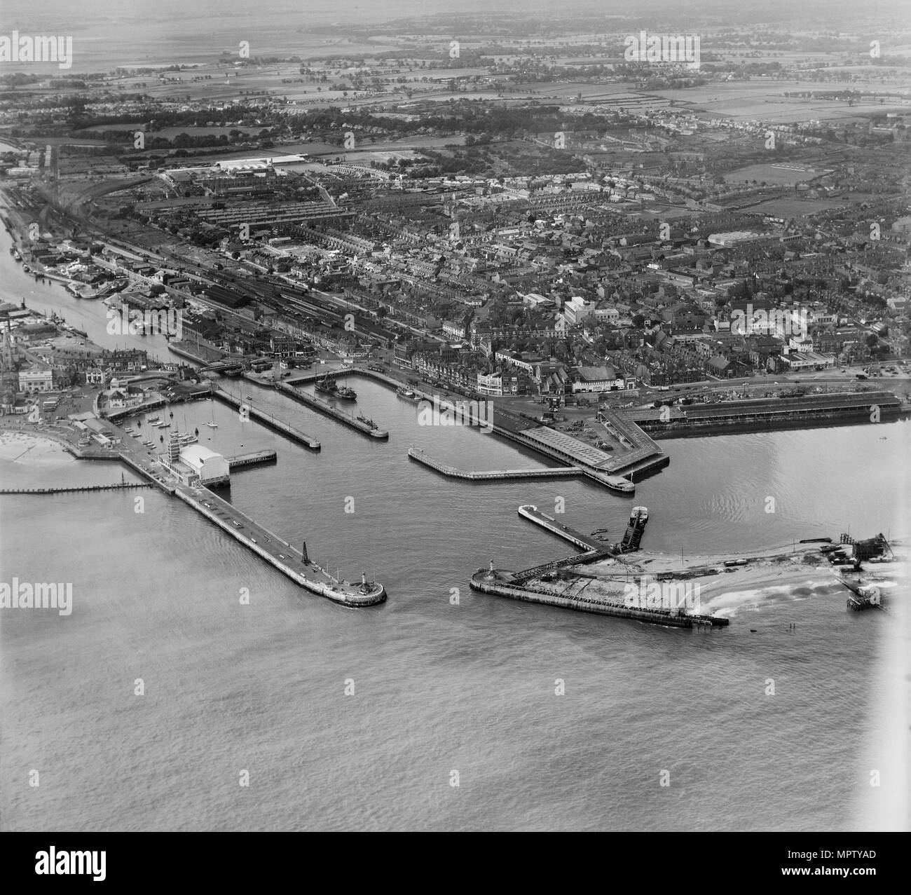 Outer Harbour and Waveney Dock, Lowestoft, Suffolk, 1958. Artist ...