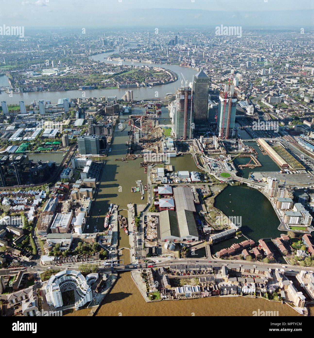 South Dock and Canary Wharf, Tower Hamlets, London, 2000. Artist ...