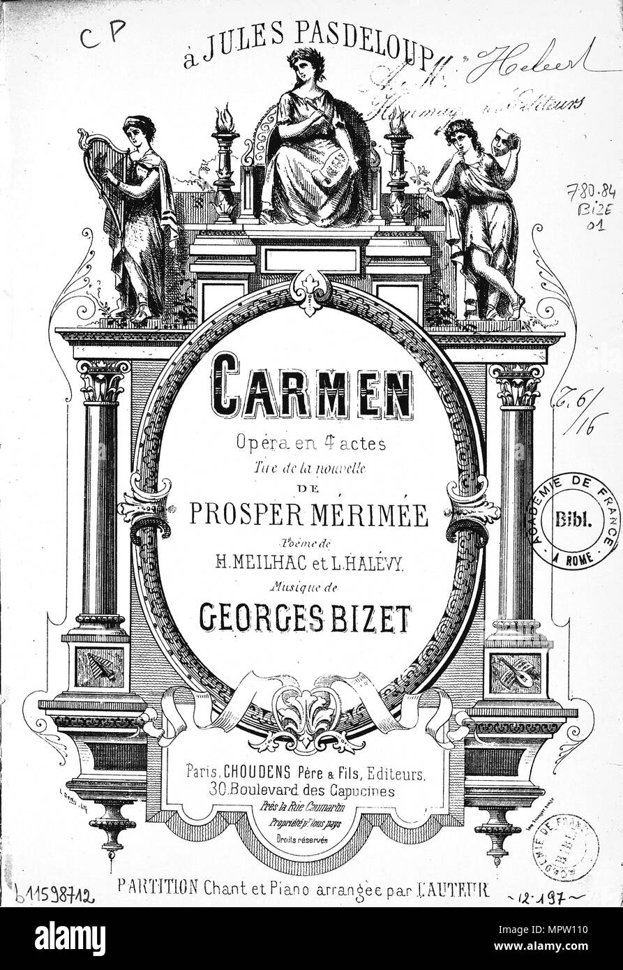 Cover of the vocal score of opera Carmen by Georges Bizet, 1875 Stock ...