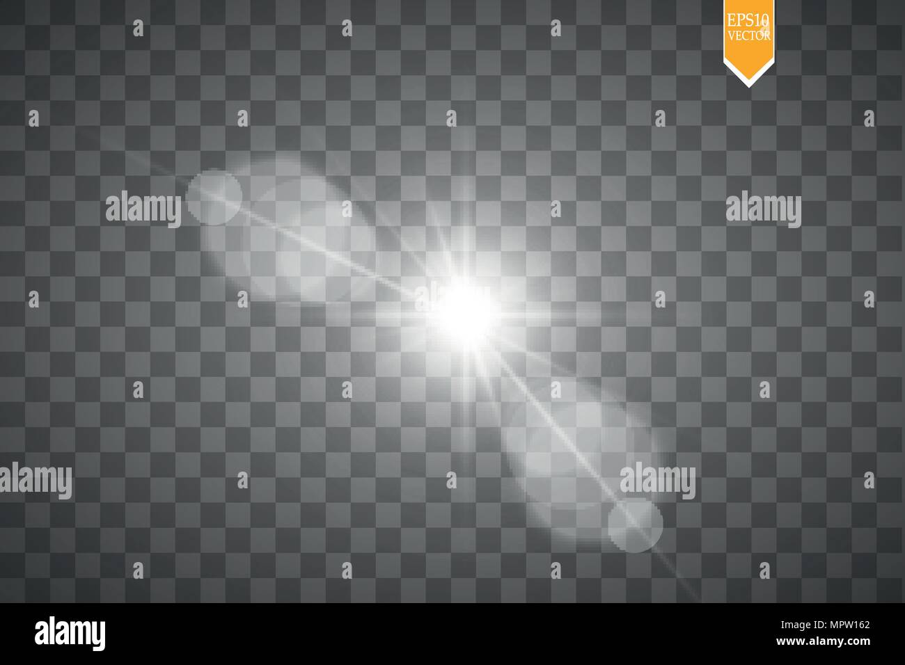Lens flare effect isolated on transparent background. Golden glow ...