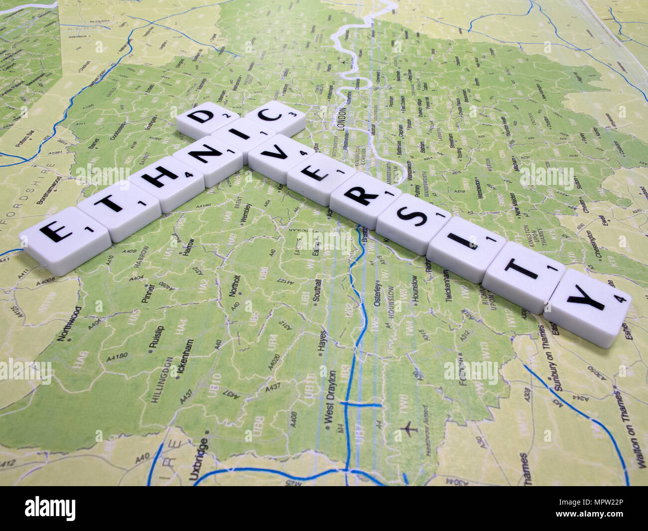representation of ethnic diversity in society with London map ...
