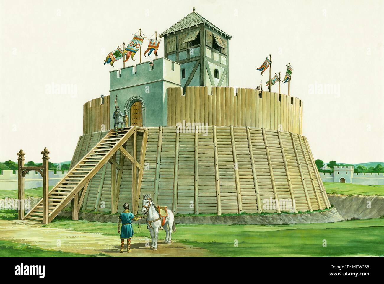 Norman lookout tower at Bramber Castle, West Sussex, c1995-c2009 ...