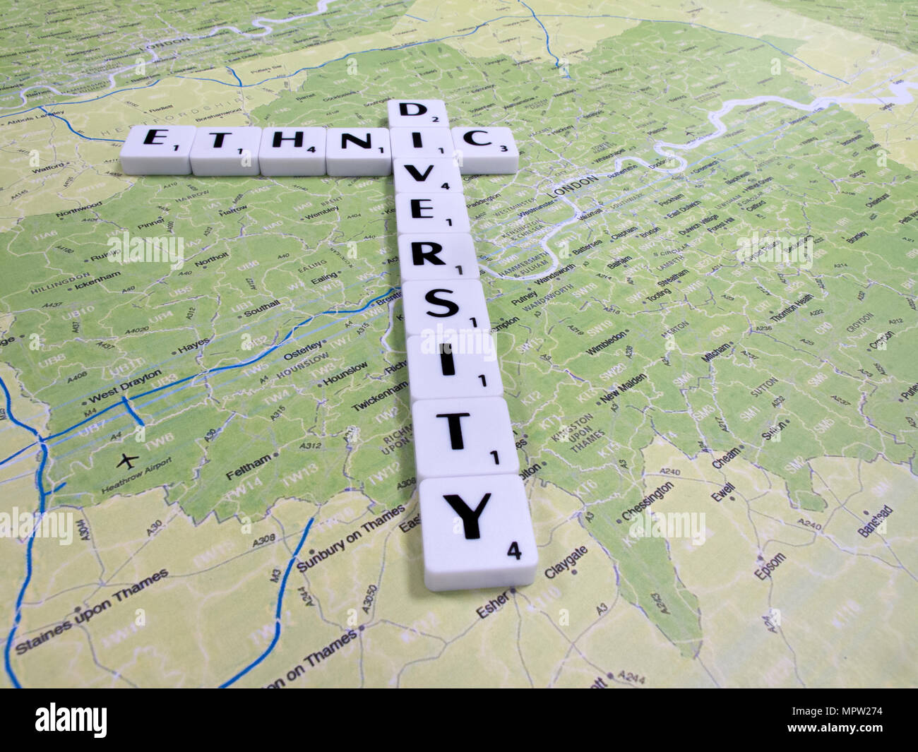 representation of ethnic diversity in society with London map ...