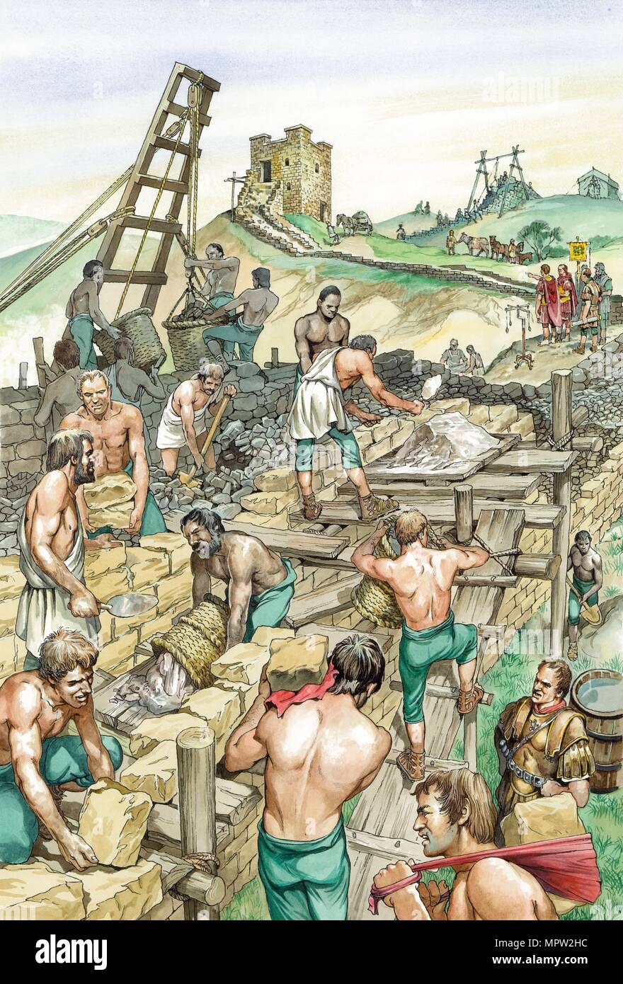 Building Hadrian's Wall, early 2nd century (c1985-c2000). Artist ...