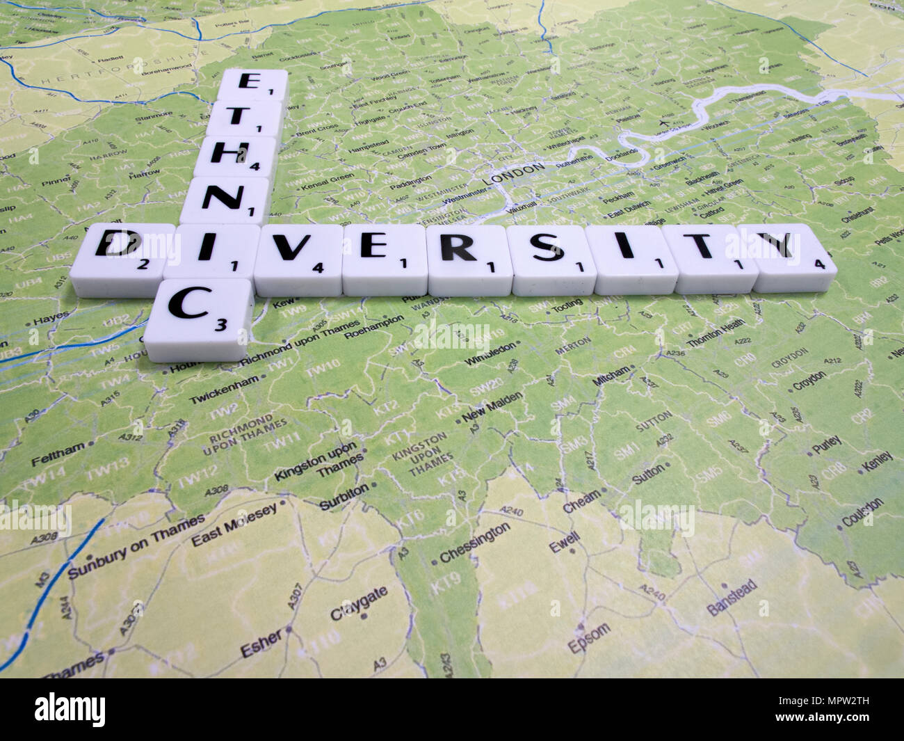 representation of ethnic diversity in society with London map ...