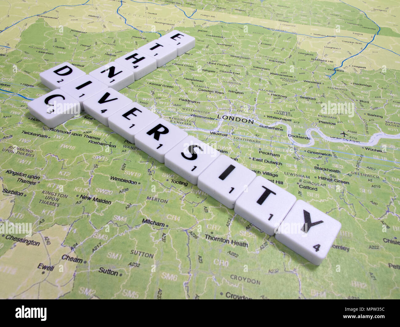 representation of ethnic diversity in society with London map ...