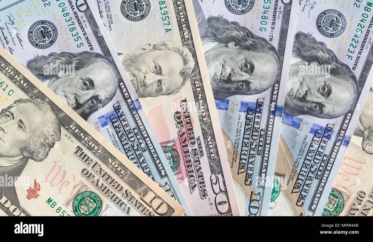 US dollar banknote collection Stock Photo - Alamy