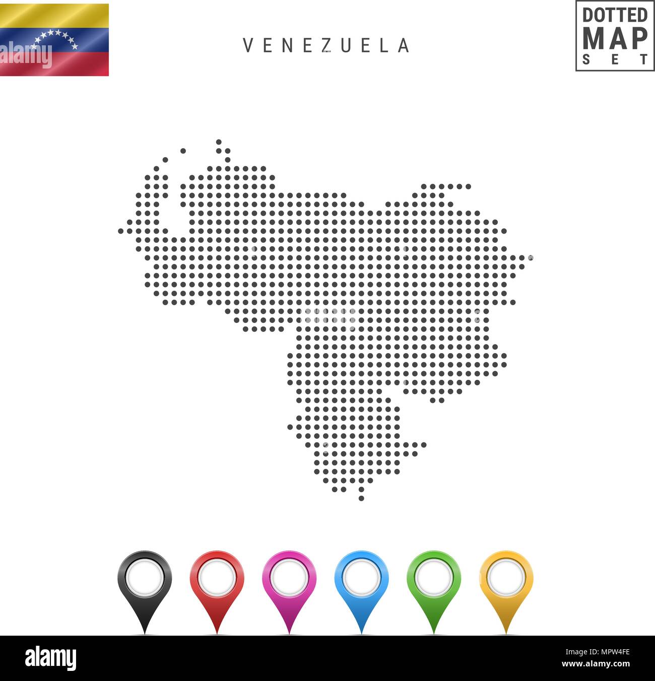Vector Dotted Map of Venezuela. Simple Silhouette of Venezuela ...