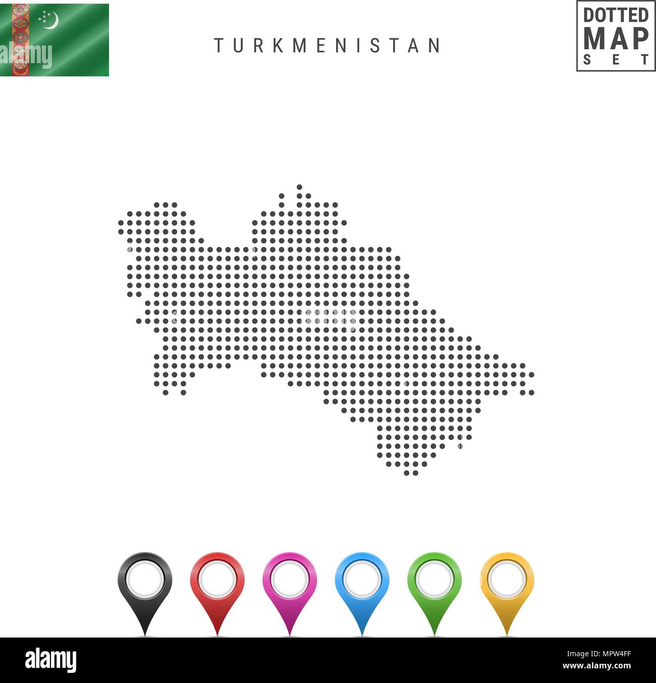 Vector Dotted Map of Turkmenistan. Simple Silhouette of Turkmenistan ...