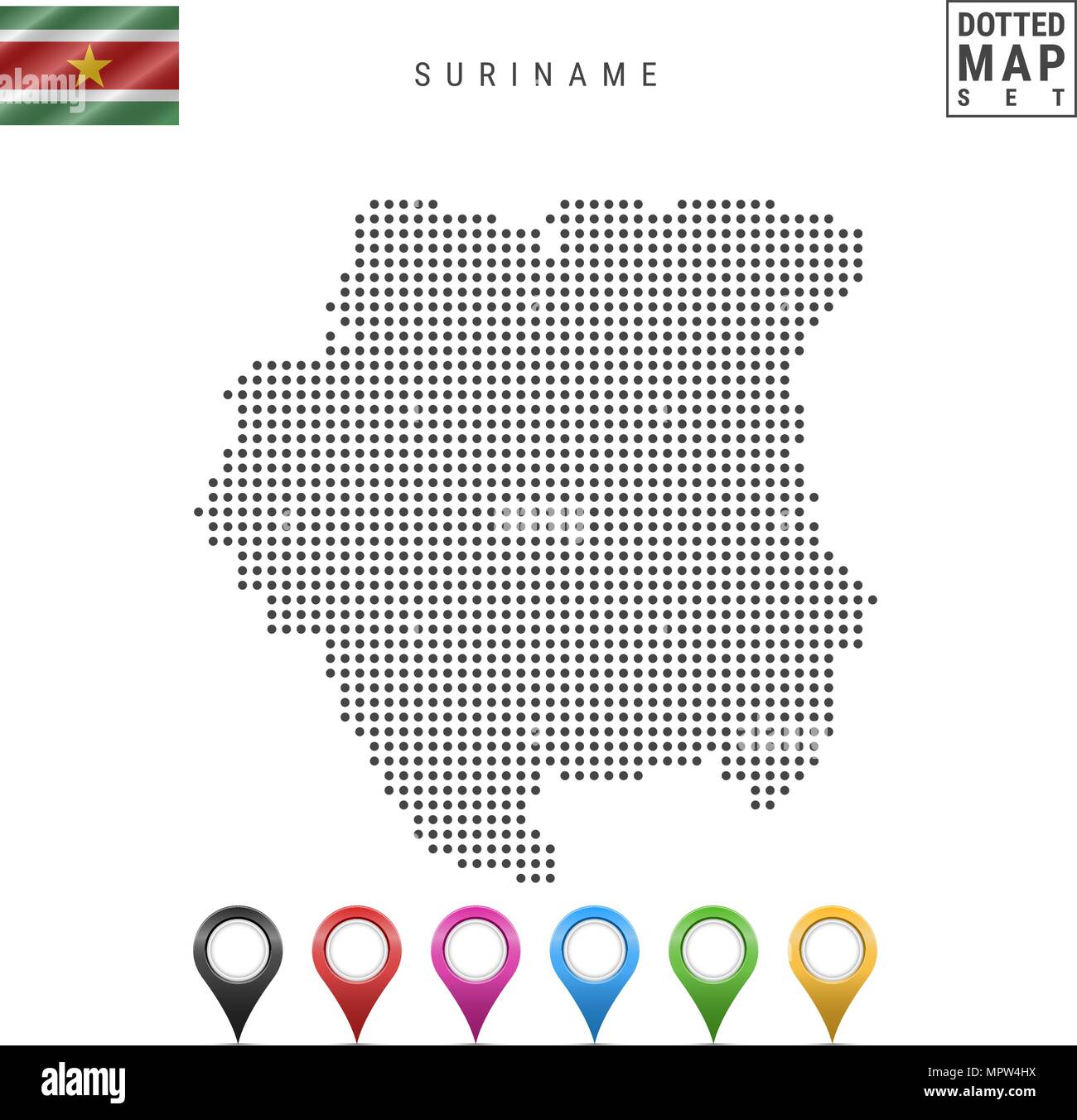 Vector Dotted Map of Suriname. Simple Silhouette of Suriname. National ...