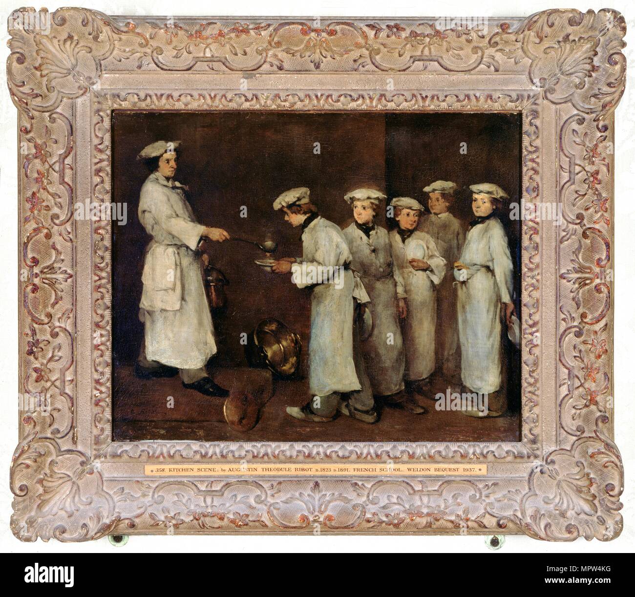 Kitchen Scene, early 1860s. Artist: Theodule Ribot Stock Photo - Alamy
