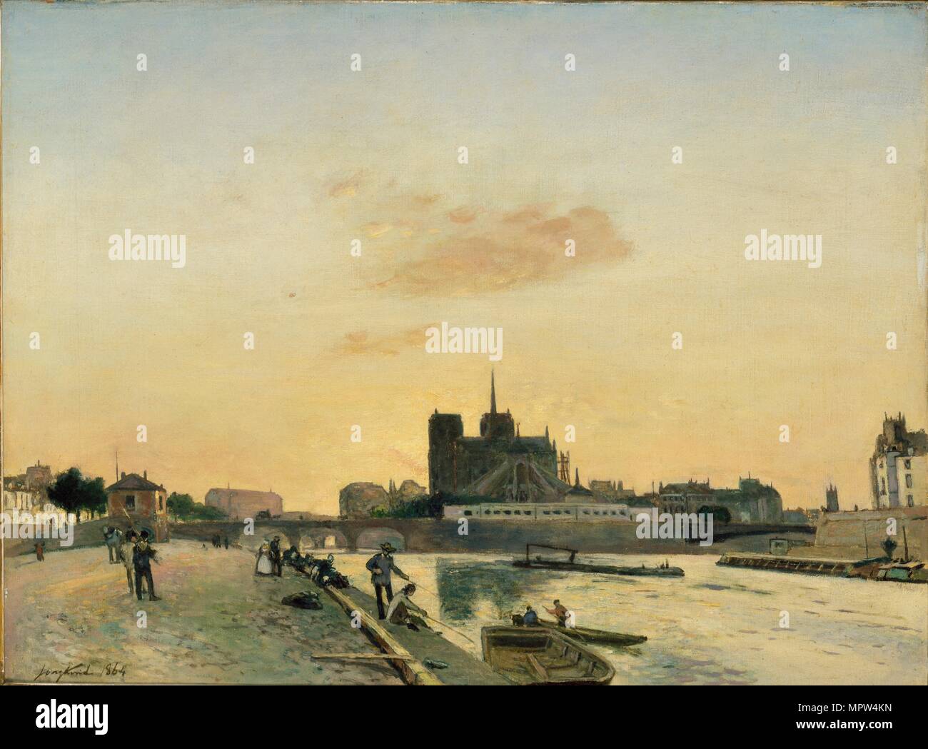 View of Notre-Dame, Paris, 1864. Artist: Johan Barthold Jongkind Stock ...