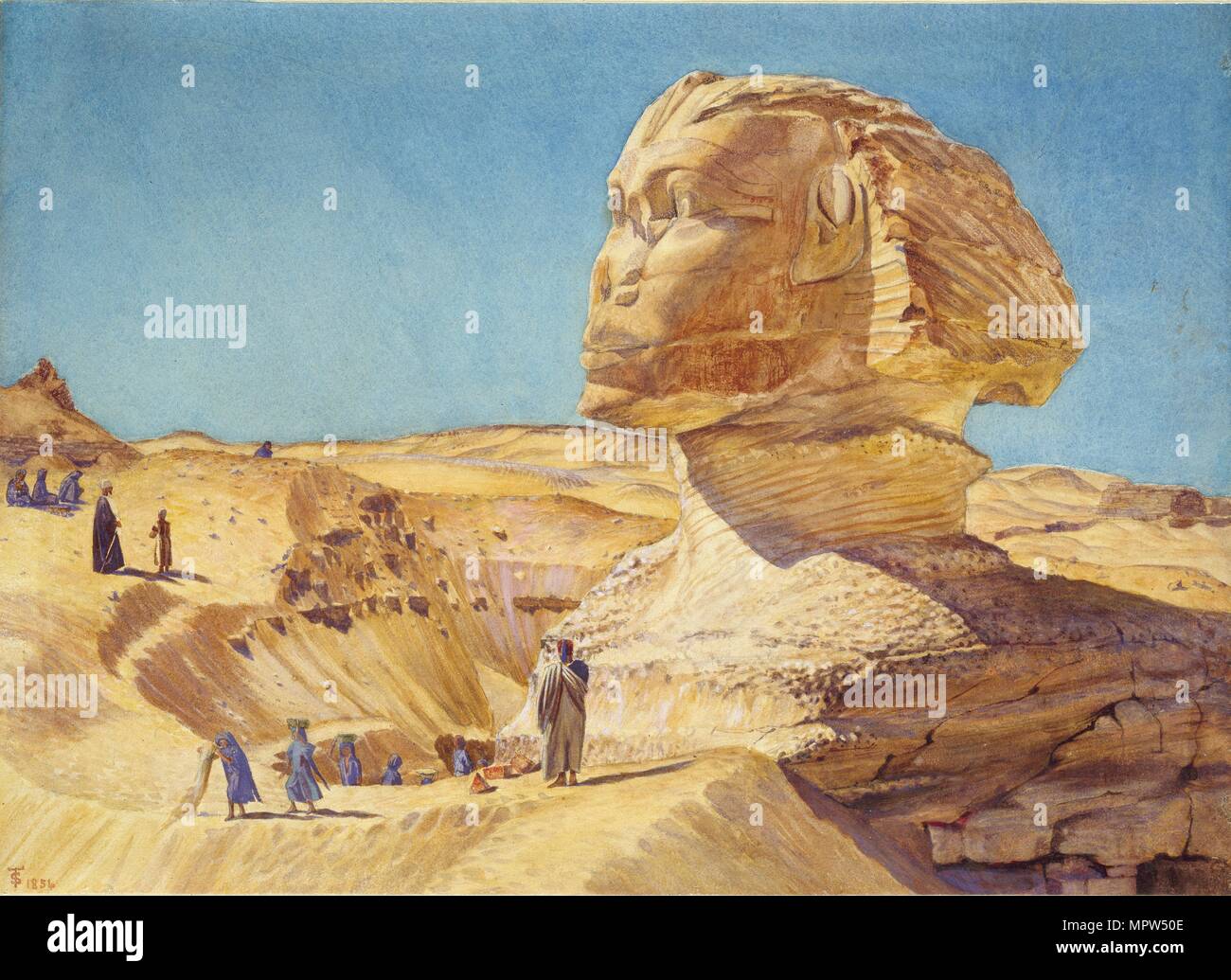 The Great Sphinx at the Pyramids of Giza, 1854. Artist: Thomas Seddon ...